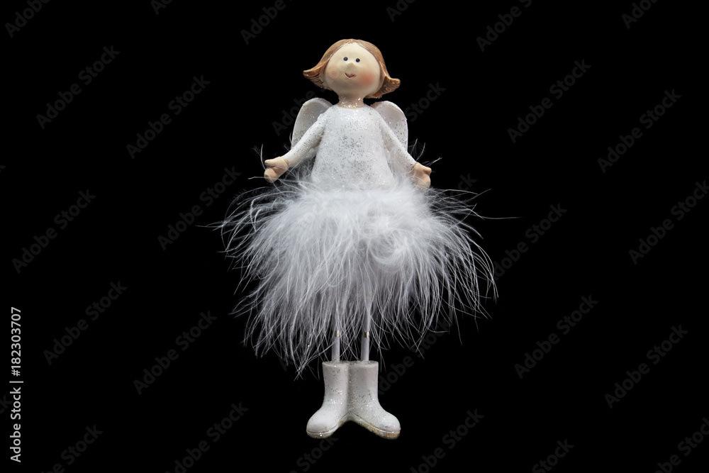 Engel Figur weiß mit Feder Kleid Stock Photo | Adobe Stock