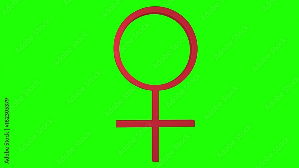 female symbol 3d green screen loop red Stock Video | Adobe Stock