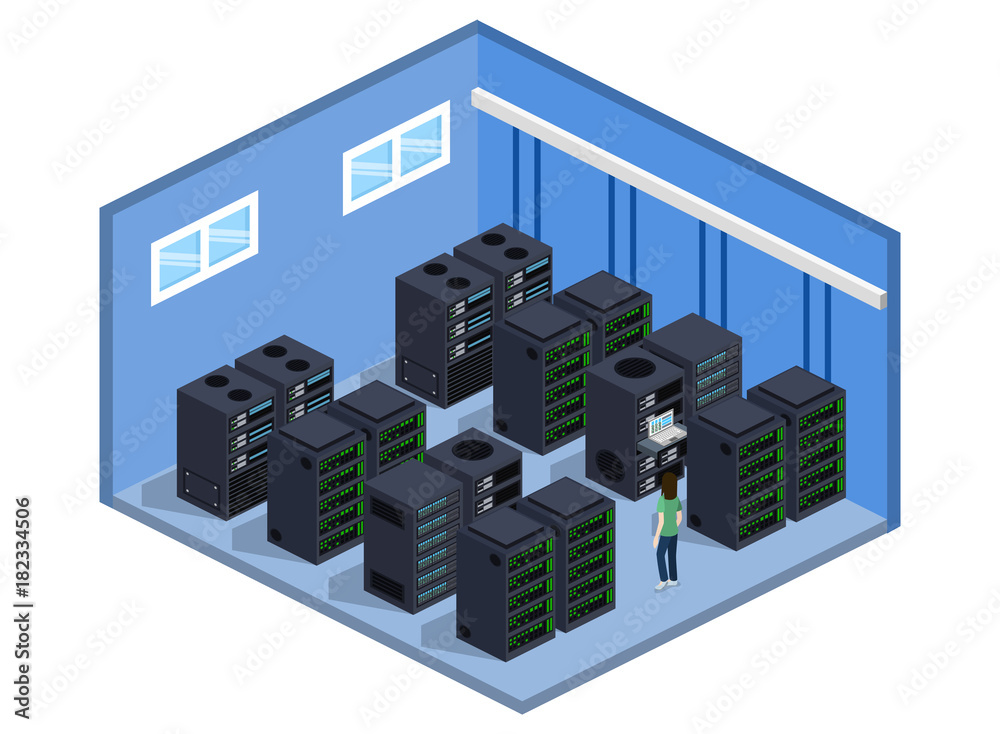 Isometric 3D vector illustration concept server room data center Stock ...