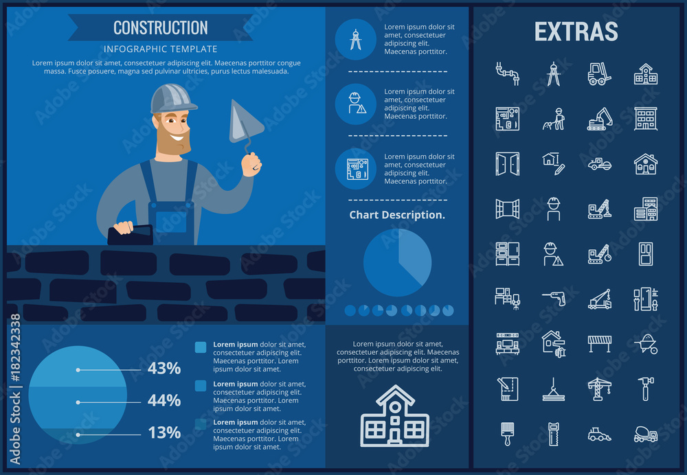 Construction infographic template, elements and icons. Infograph ...