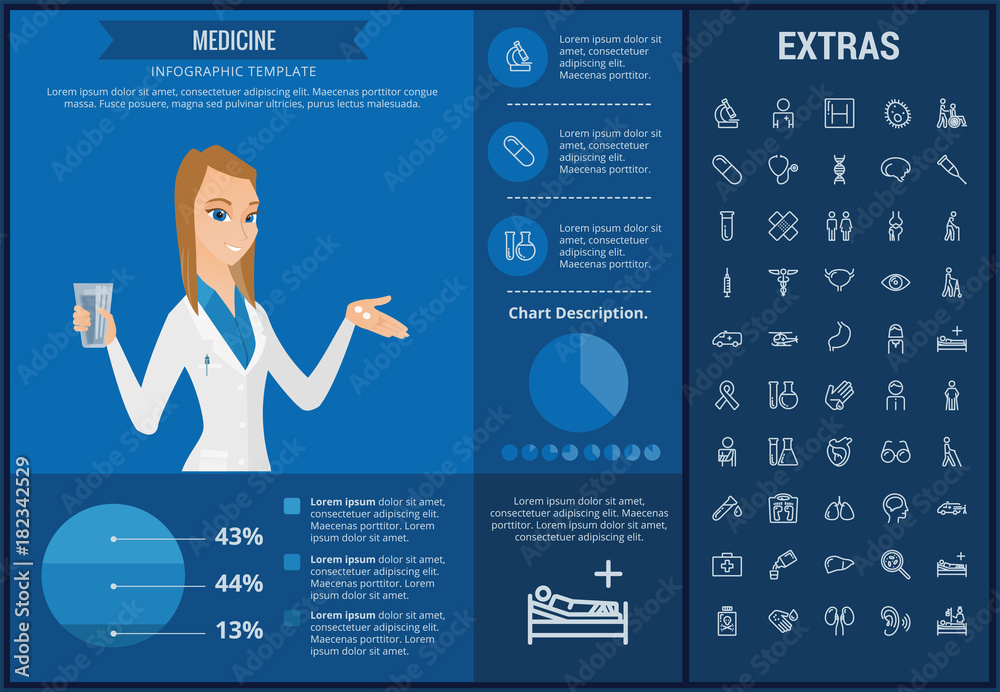 Medicine infographic template, elements and icons. Infograph includes ...