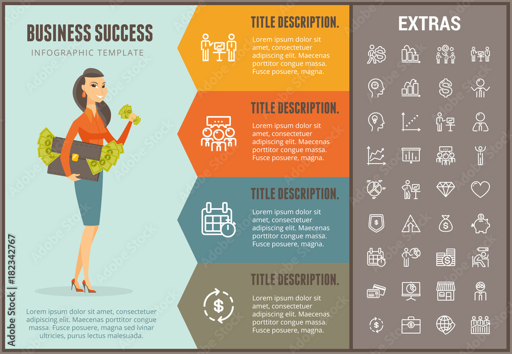 Business success infographic options template, elements and icons ...