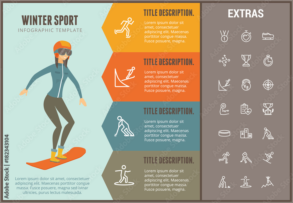 Winter sport infographic options template, elements and icons ...