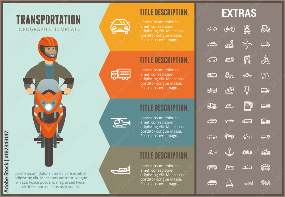 Transportation infographic options template, elements and icons ...