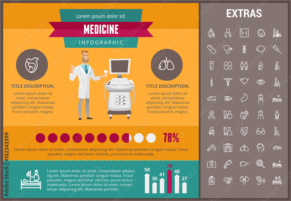Medicine infographic template, elements and icons. Infograph includes ...