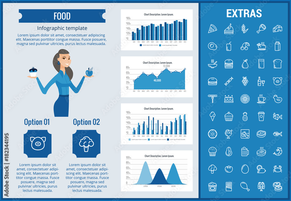 Food infographic template, elements and icons. Infograph includes ...