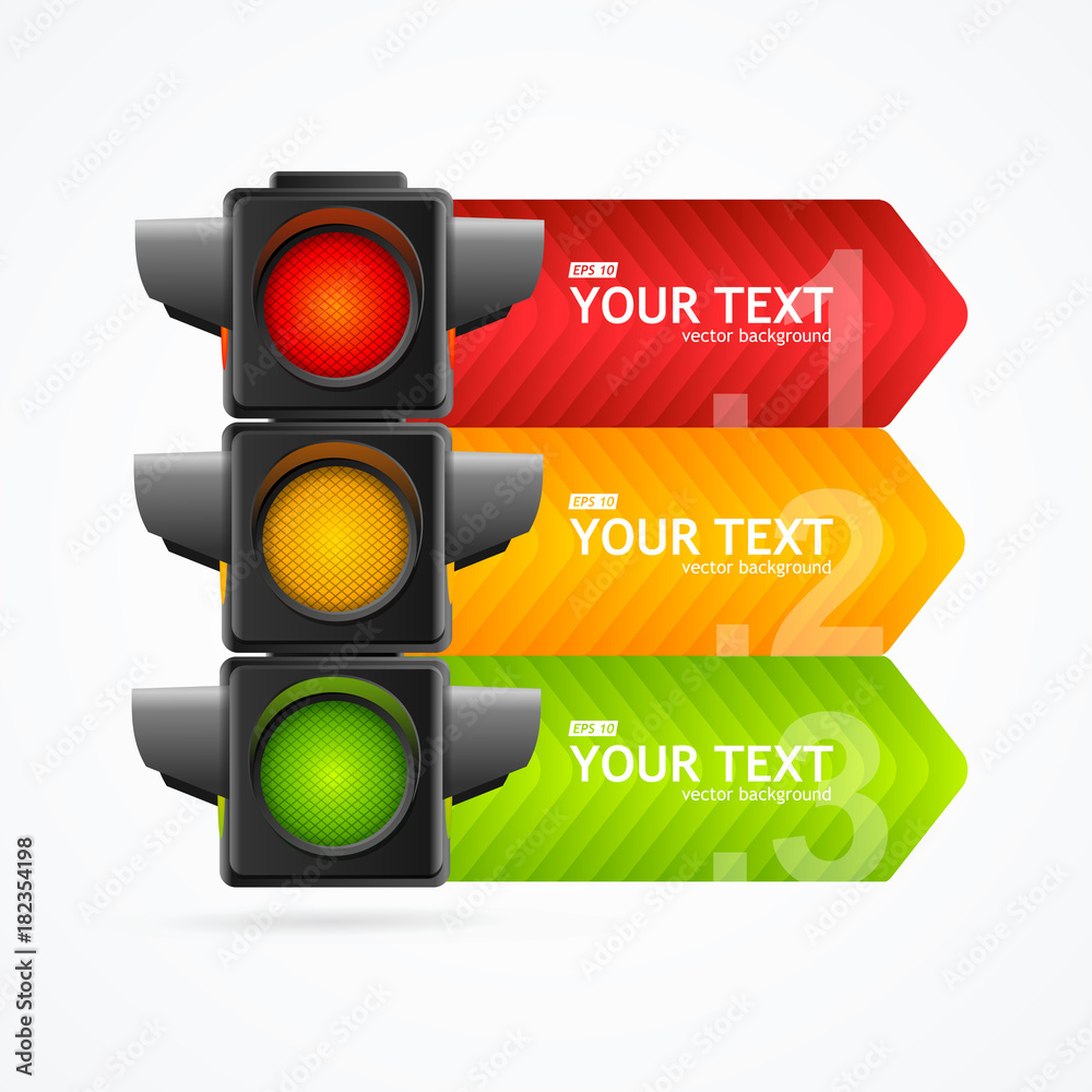 Realistic 3d Detailed Road Traffic Light Banner Card. Vector Stock ...