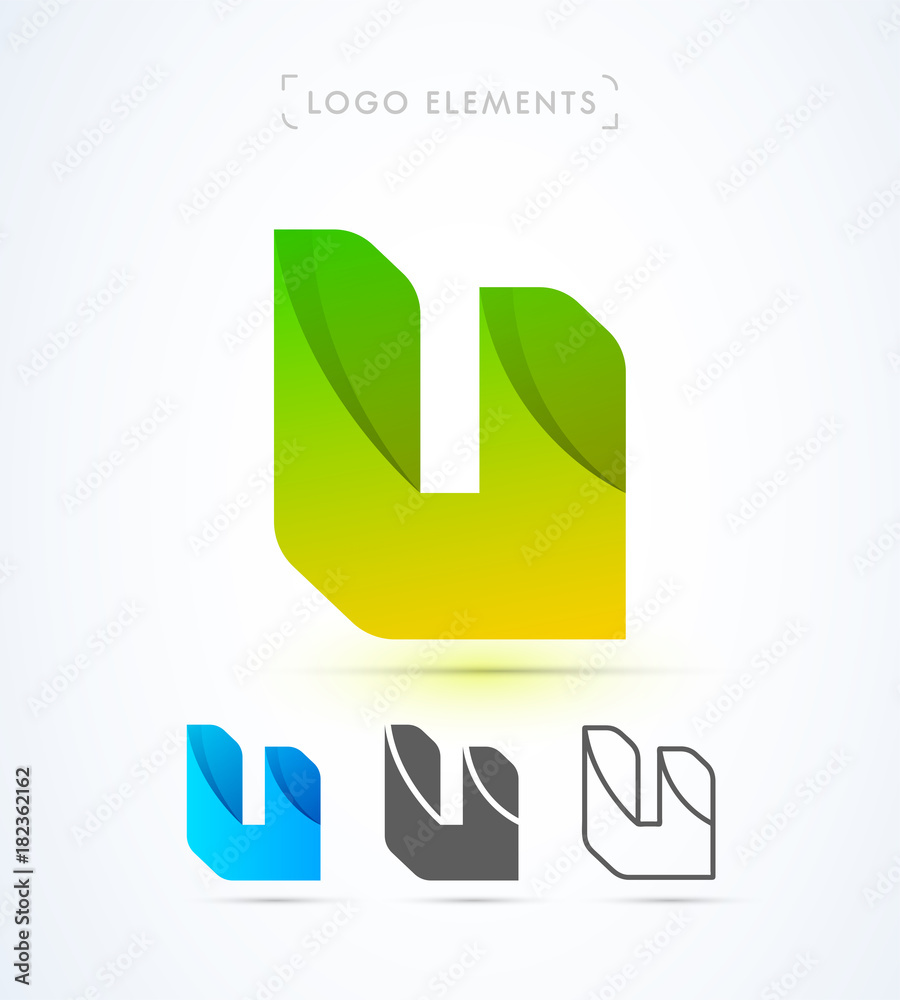 Vector abstract origami letter U logo design template. Material design ...