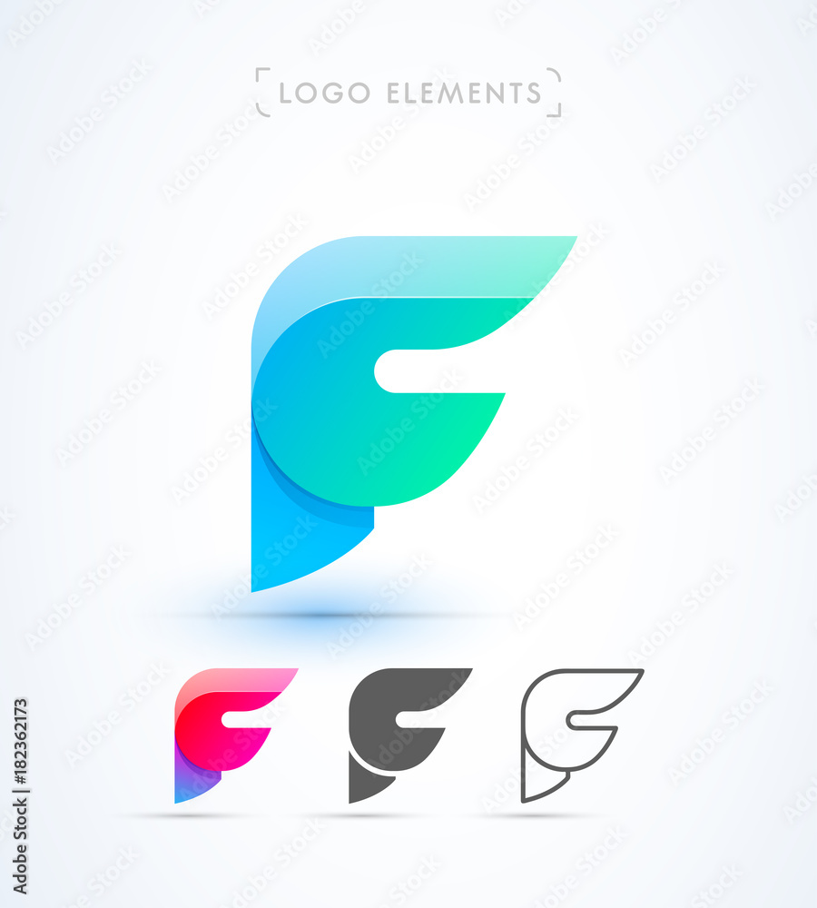 Vector abstract origami letter F logo design template. Material design ...