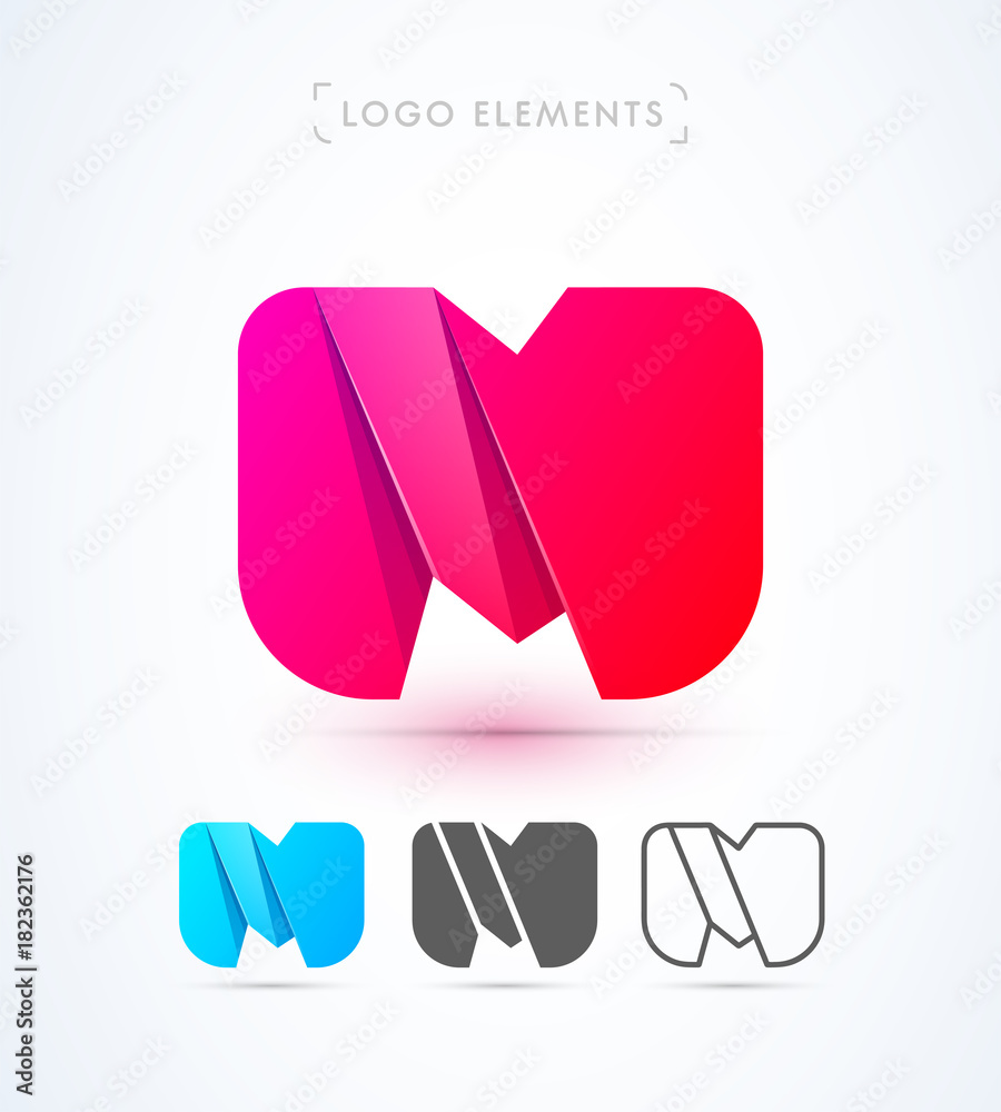 Vector abstract origami letter M logo design template. Material design ...
