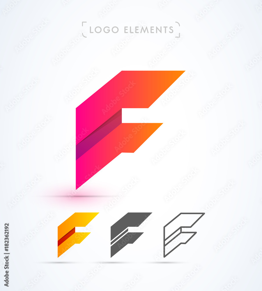 Vector abstract futuristic origami letter F logo design template ...