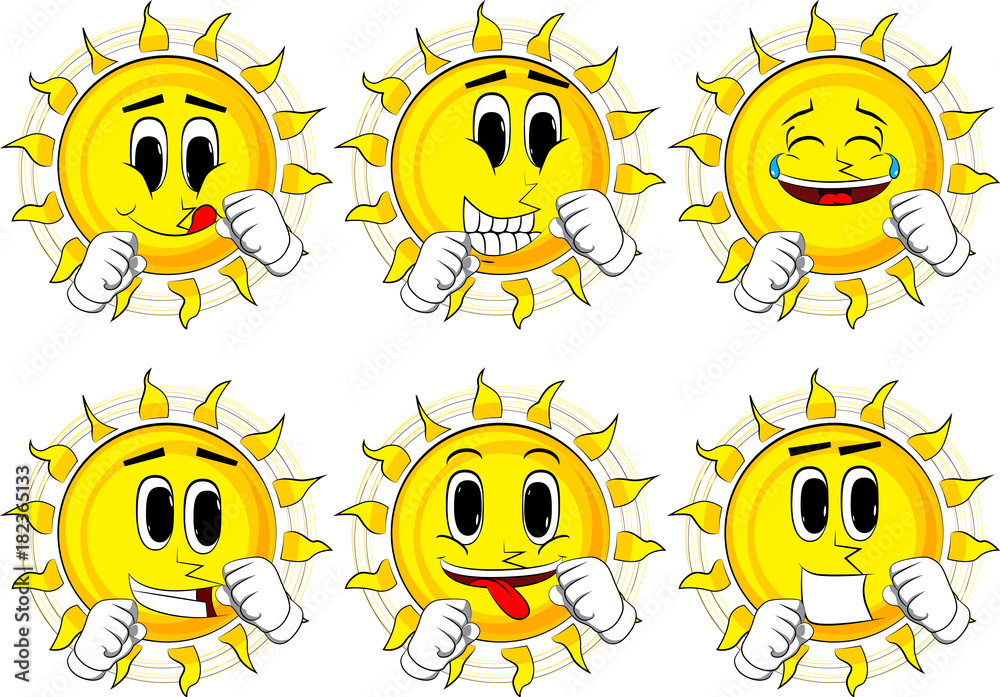 Cartoon sun holding his fists in front of him ready to fight ...