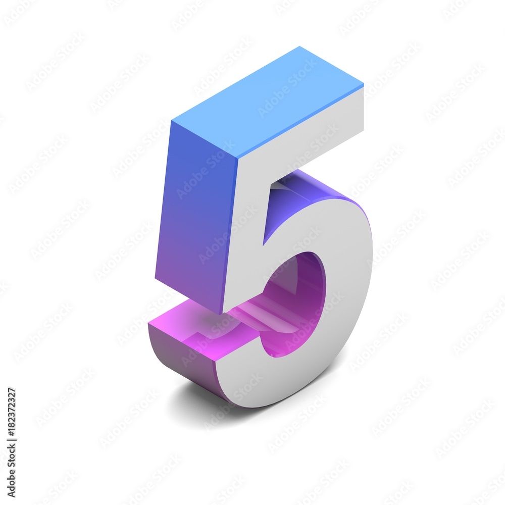 Number 5. Isometric lettering font with pink blue gradient Stock ...