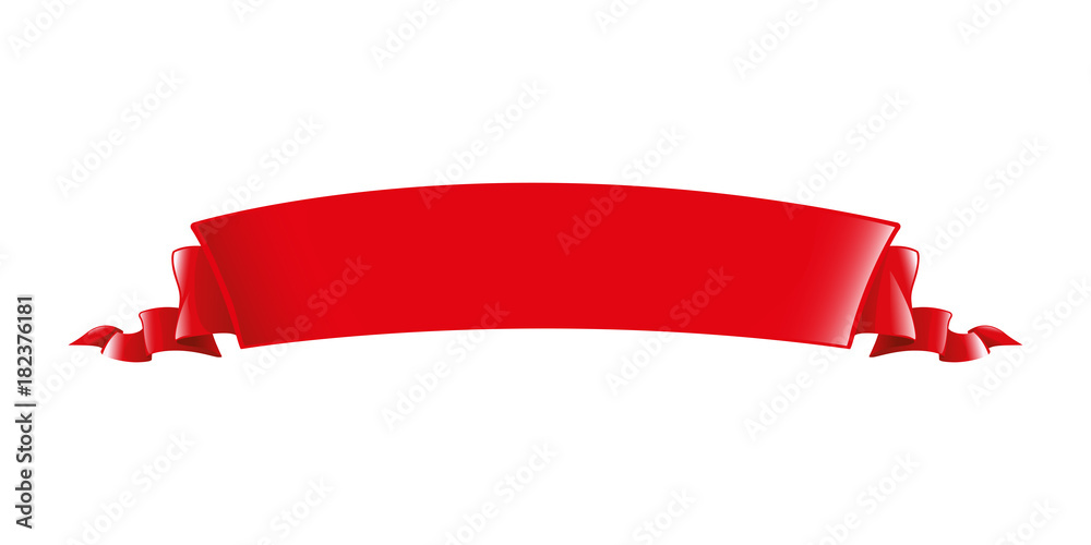 Vetor de Red ribbon. Long volume curved semicircle arc strip, tape of ...