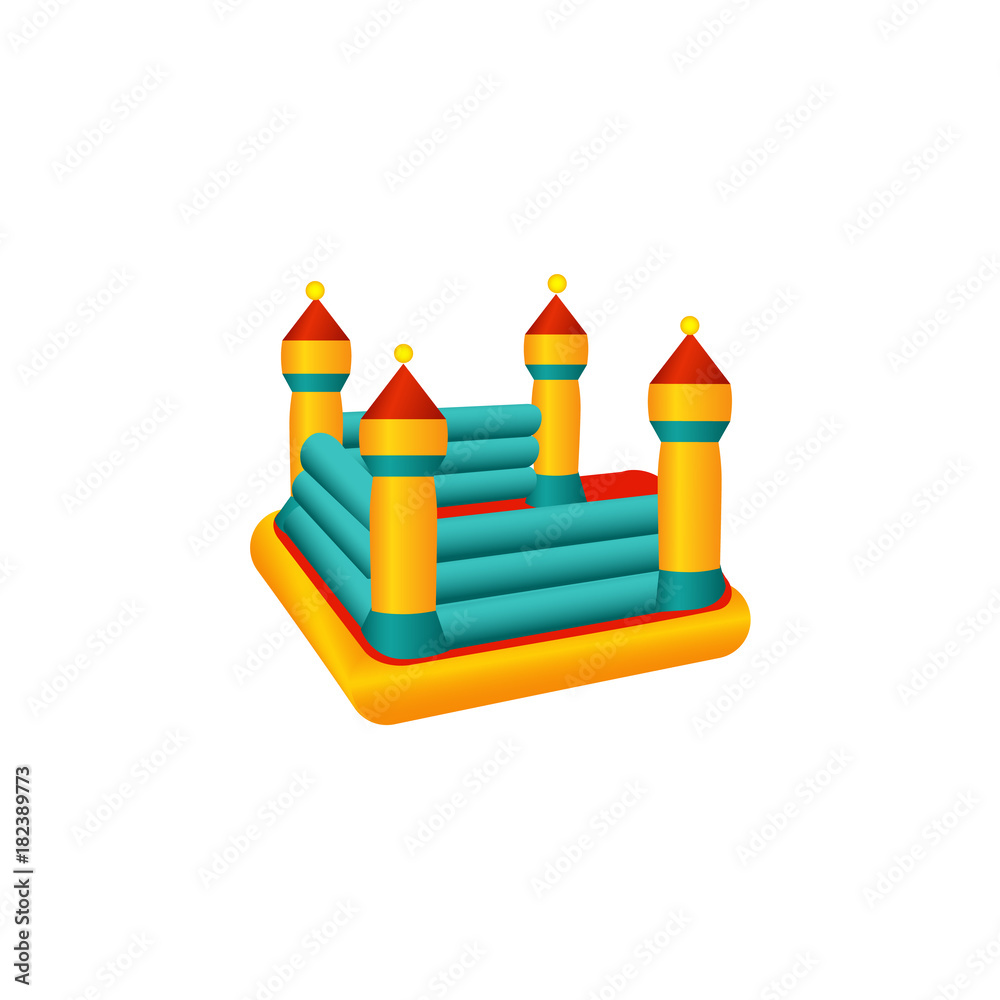 vector flat amusement park concept. Children rubber inflatable ...