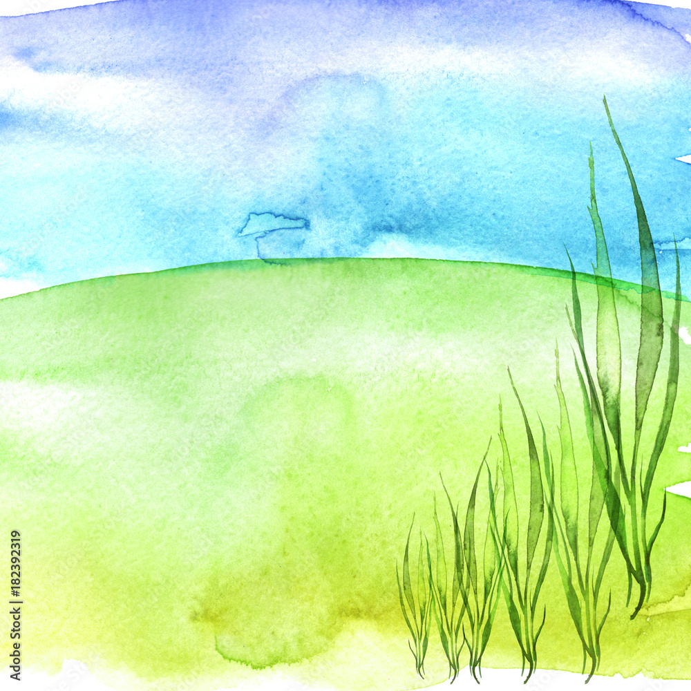Blue Sky Green Grass Drawing