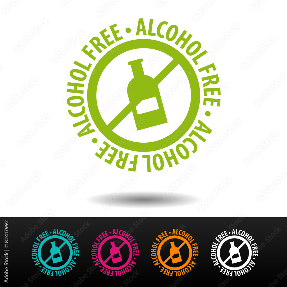Alcohol free badge, logo, icon. Flat vector illustration on white ...