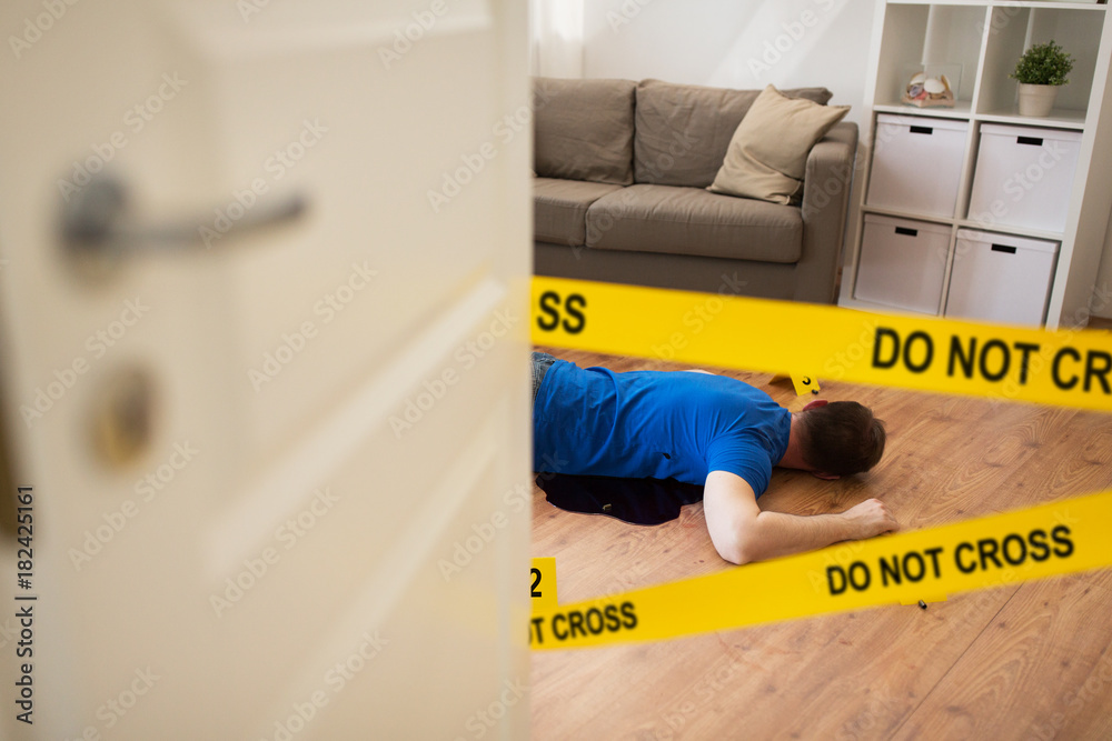 dead man body in blood on floor at crime scene Stock Photo | Adobe Stock