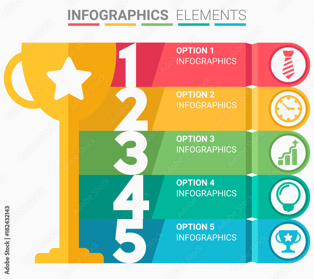 INFOGRAPHICS element abstract modern design the numbers top five ...