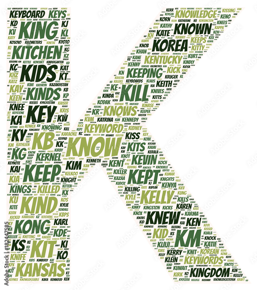 Word Cloud English Words beginning with K Stock Illustration | Adobe Stock