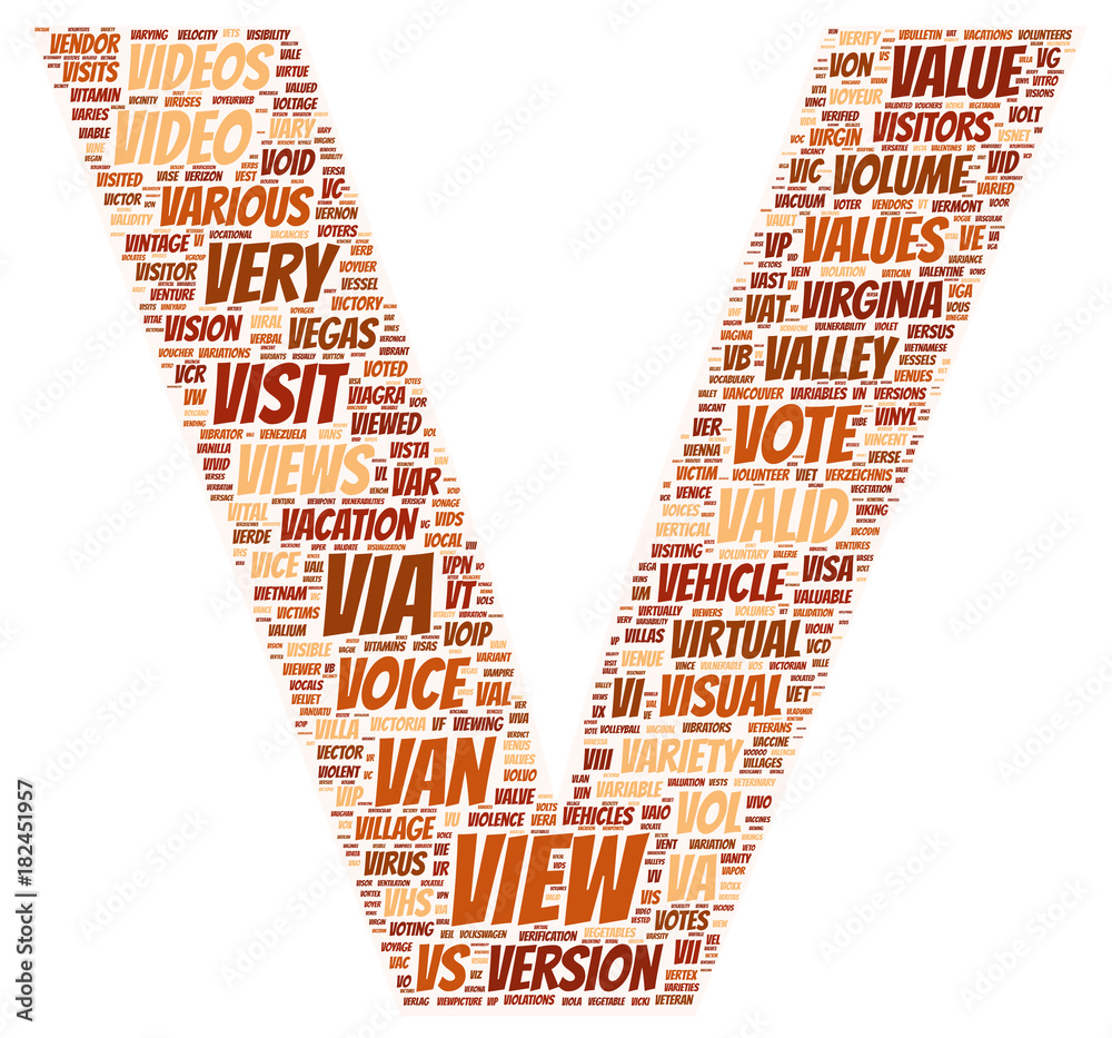 Word Cloud English Words beginning with V Stock Illustration | Adobe Stock