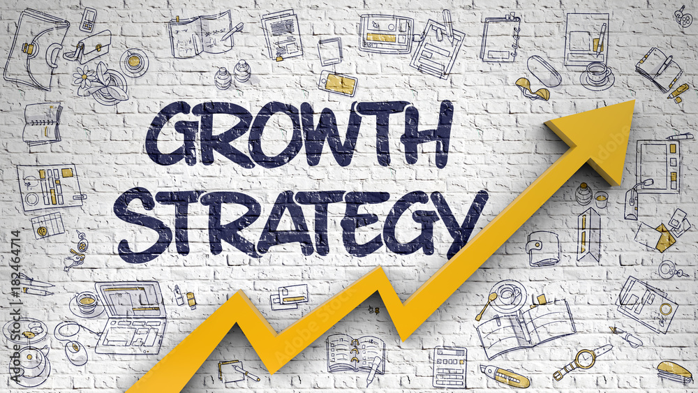Growth Strategy Drawn on White Brick Wall. Stock Illustration | Adobe Stock