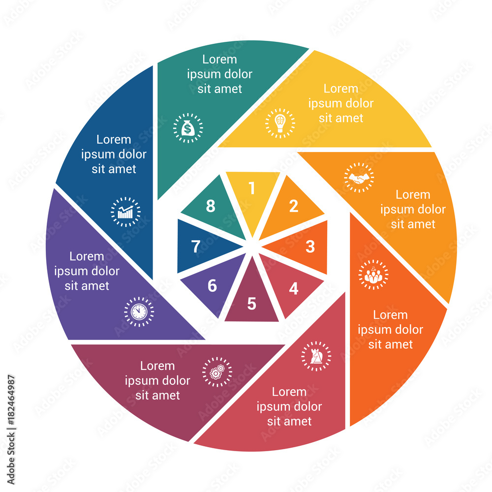Infographic Business Pie chart for 9 options, step by step processes ...