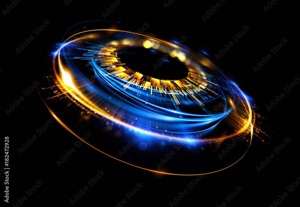Glow swirl light effect. Circular lens flare. Abstract rotational lines ...