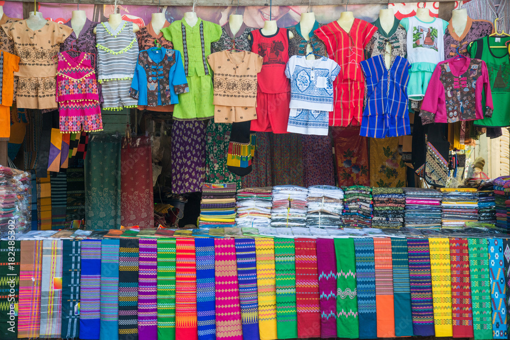The texture of traditional Burmese cloth one of the famous traditional ...