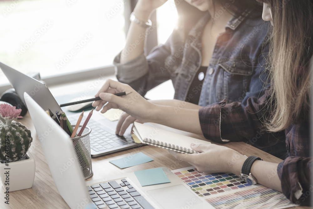 Teamwork,brainstorming concept. Creative designer at the workshop ...