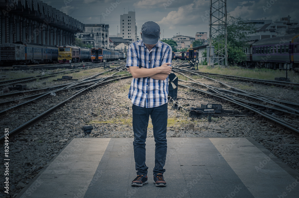 Sad Man Standing Alone