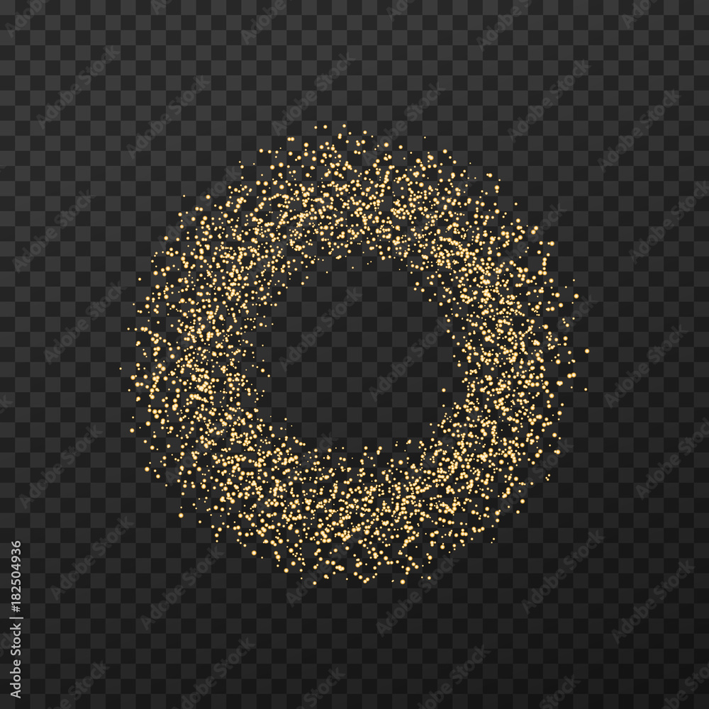 Circle of gold dust with lot of small particles different scale on ...