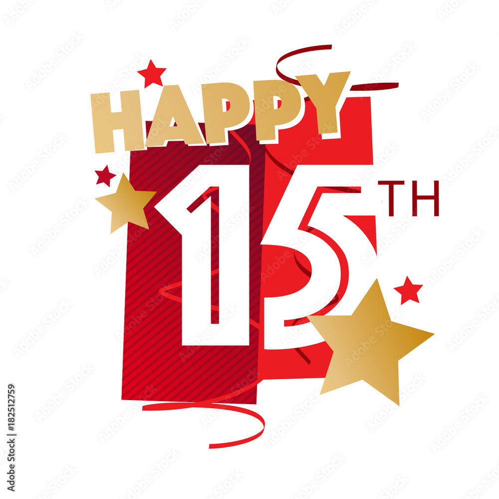 Happy 15th Birthday Stock Vector | Adobe Stock