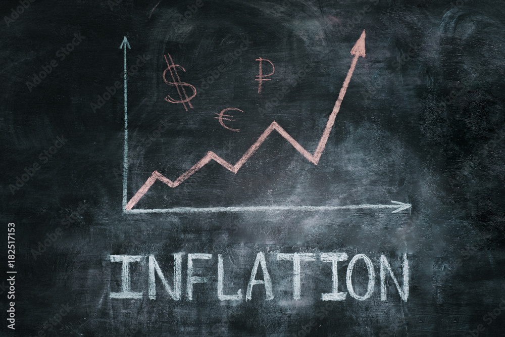 Growth inflation chart and word inflation on the board Stock Photo ...