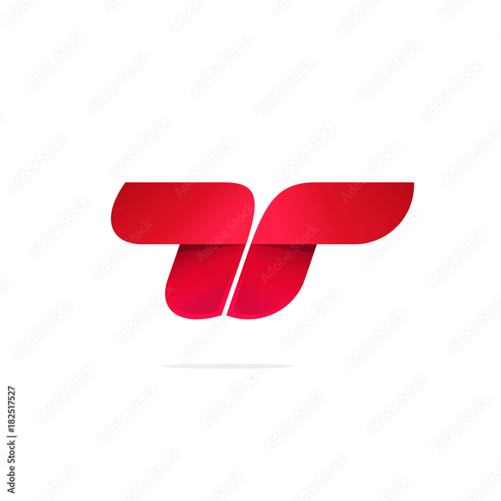 Letter t or double r logo vector concept, red color gradient modern ...