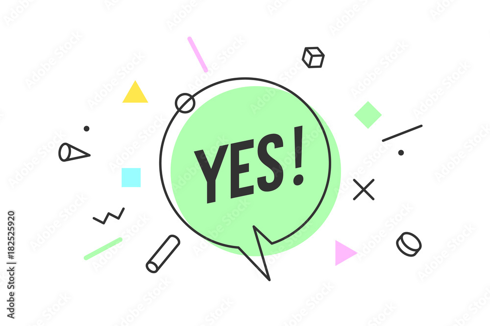 Banner Yes. Speech bubble, poster and sticker concept in memphis ...