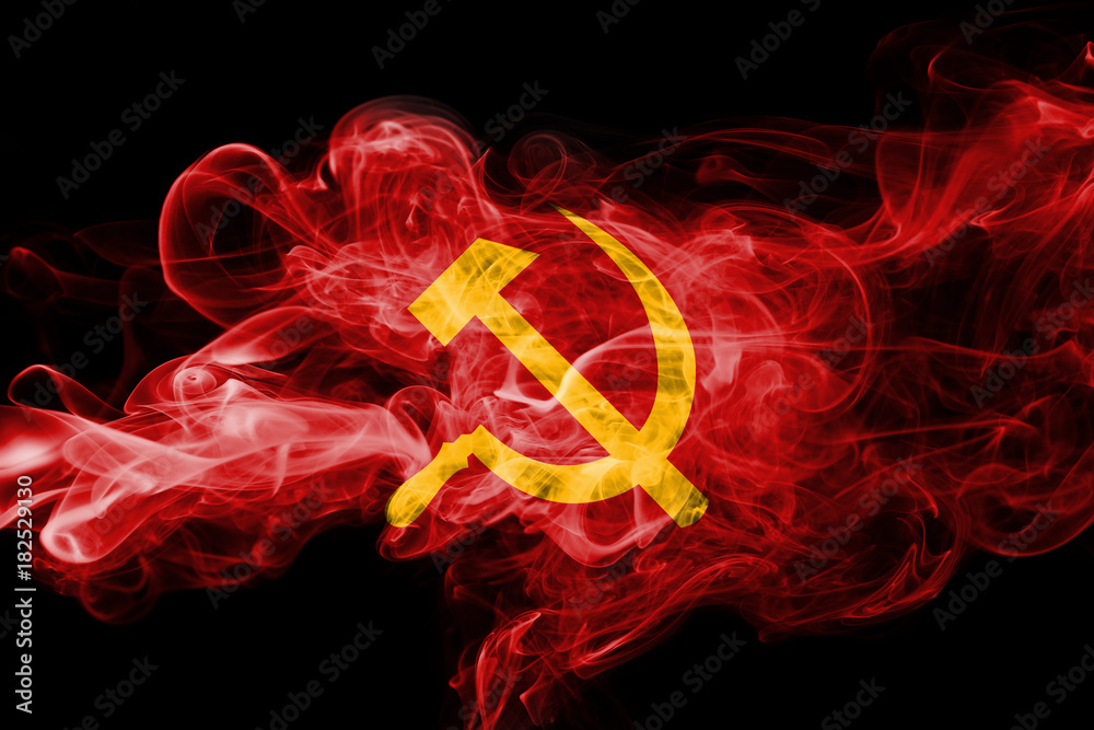 Communist national smoke flag Stock Photo | Adobe Stock