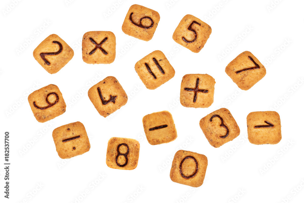 Square cookies Square cookies with chocolate numbers and mathematical ...