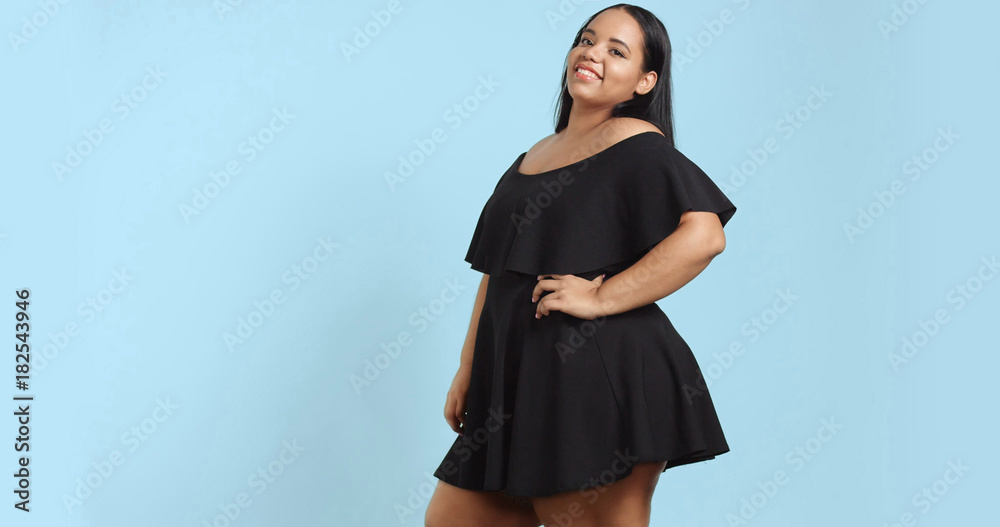 Plus size model in studio shoot happy smiling Stock Photo | Adobe Stock