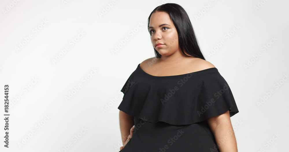 Plus size model in studio shoot happy smiling Stock Photo | Adobe Stock