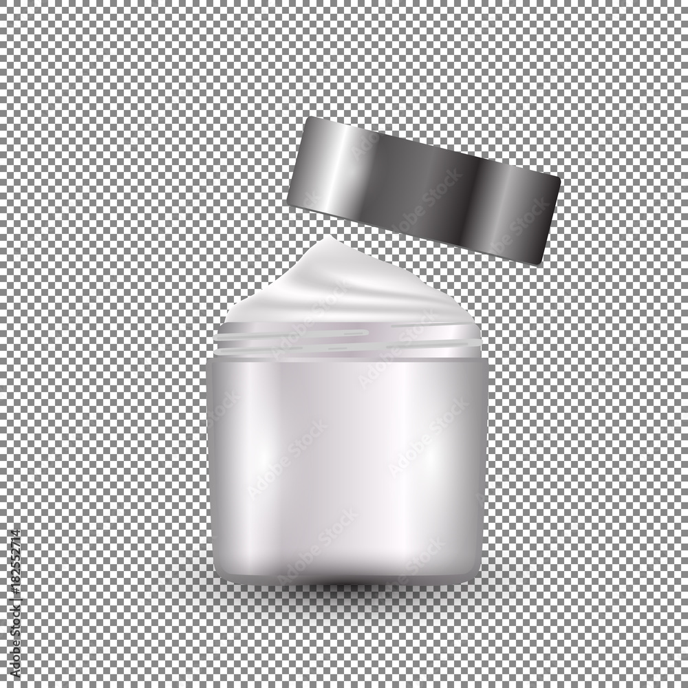 White Open cream jar template for skin care product. Open face ...