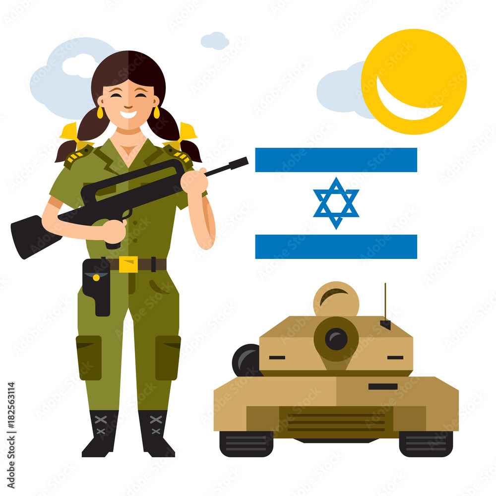 Vector Israel Army. Flat style colorful Cartoon illustration. Stock ...
