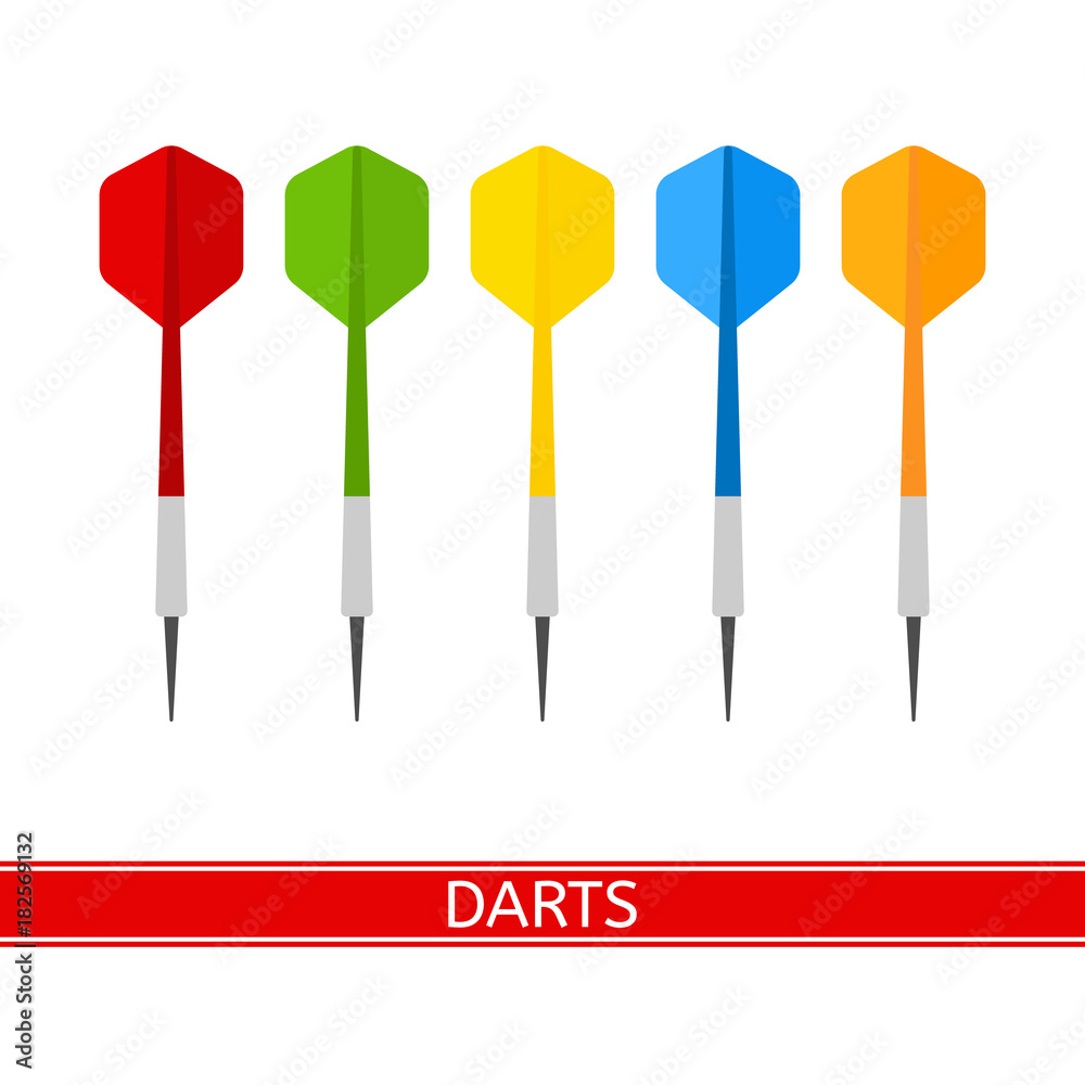 Vector illustration of colorful darts isolated on white background, in ...