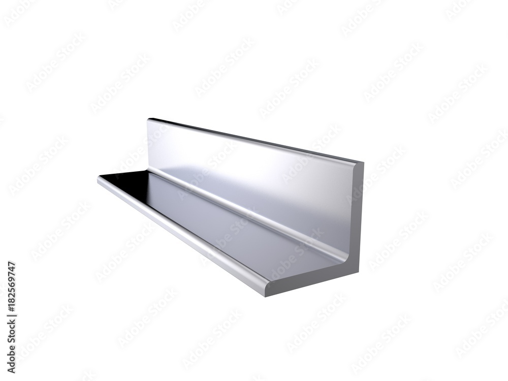 Metal profile angle. Isolated on white background. 3D rendering ...