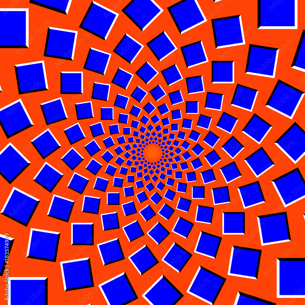 Swirling squares optical illusion - perceived motion created by blue ...