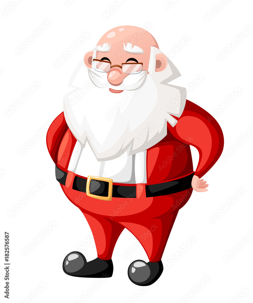 Smiling Christmas cartoon Santa Claus character without hat hat holiday ...