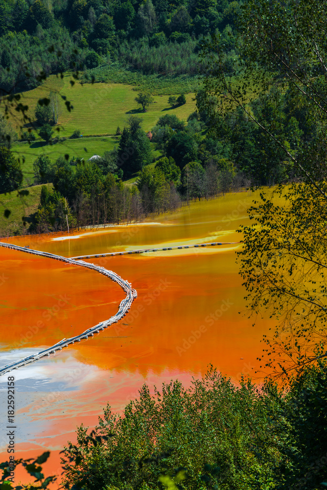 Water pollution with mining residuals from cooper mine Stock Photo ...