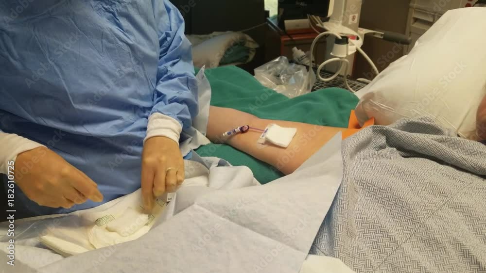 Cancer patient surgical infusion PICC line surgery. Treated by chemo ...