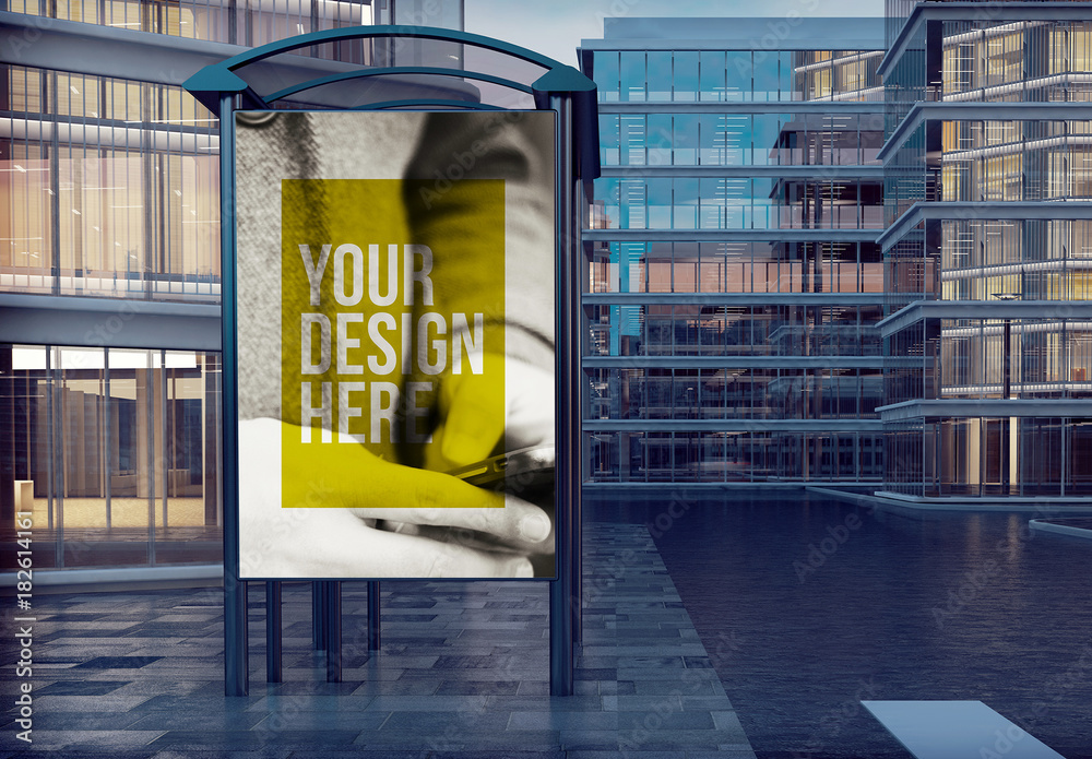 Outdoor Kiosk Advertisement Mockup 2 Stock Template | Adobe Stock