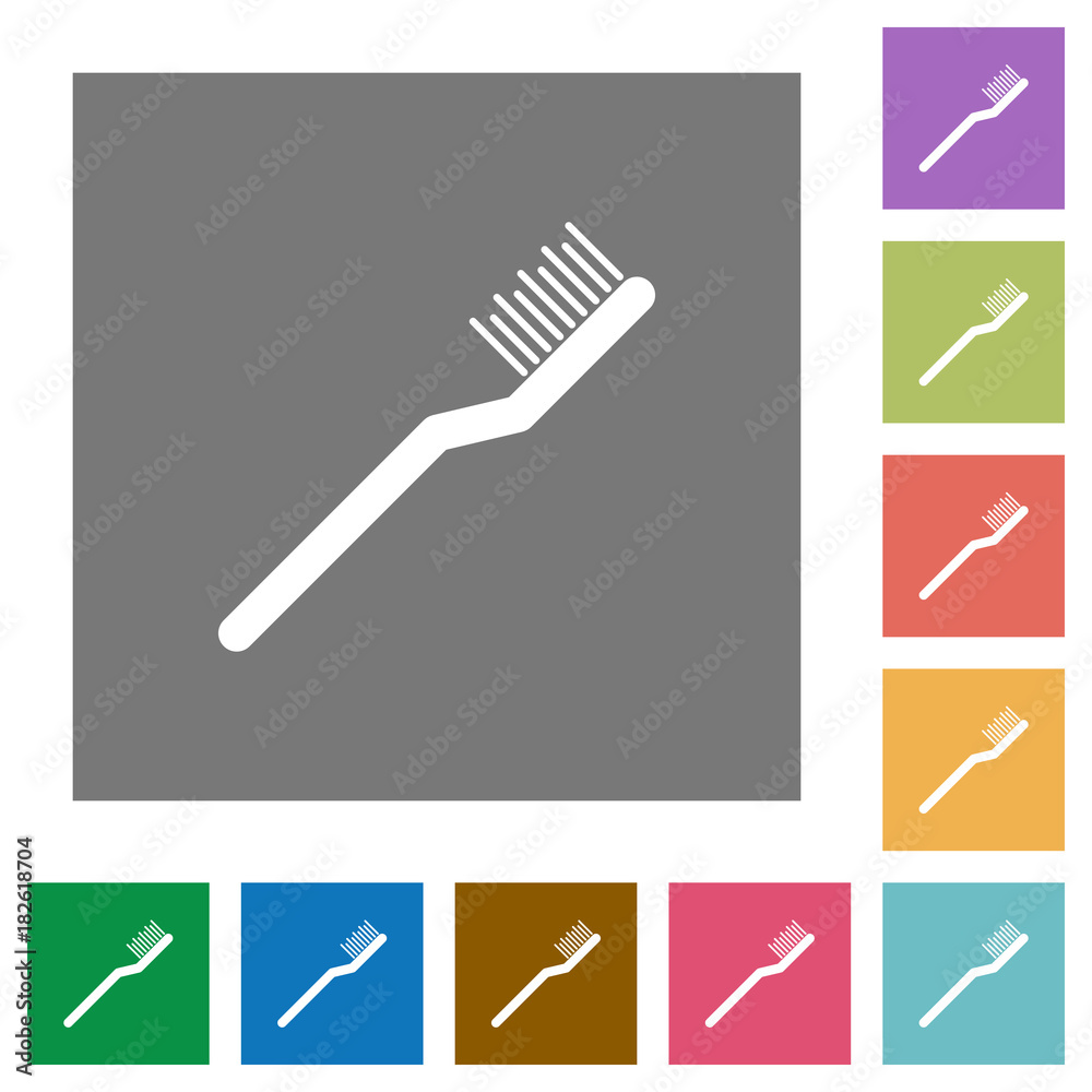 Toothbrush square flat icons Stock Vector | Adobe Stock